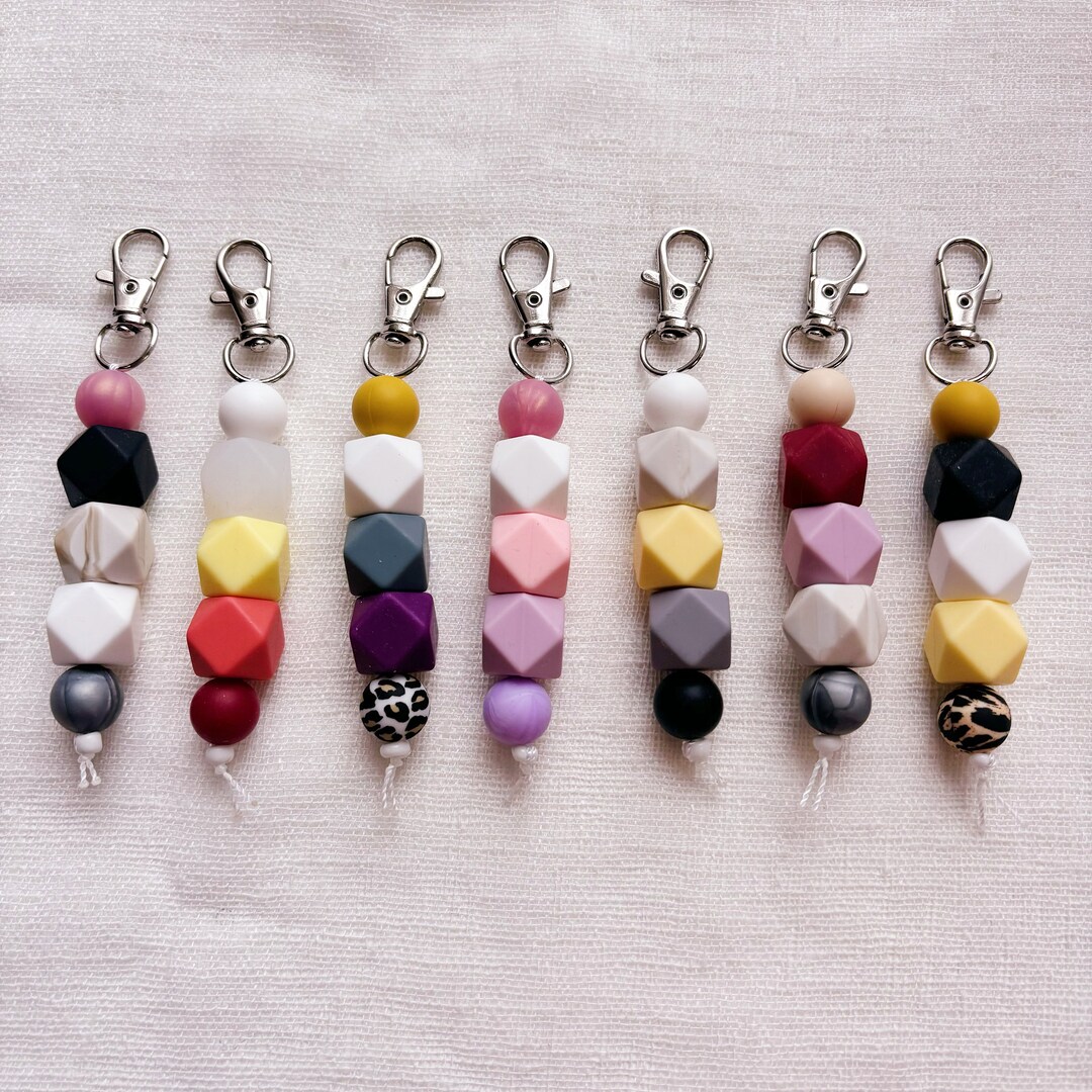 Silicone Bead Keychain, Bead Keychain With Clip, Soft Bead Keychain ...
