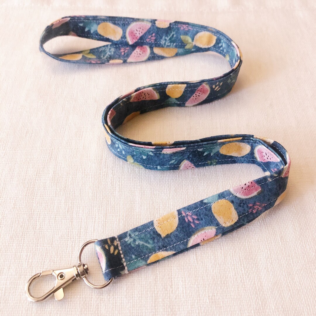 Fruit Lanyard, Badge Holder, Lemon, Pineapple, Watermelon, Fabric, ID ...