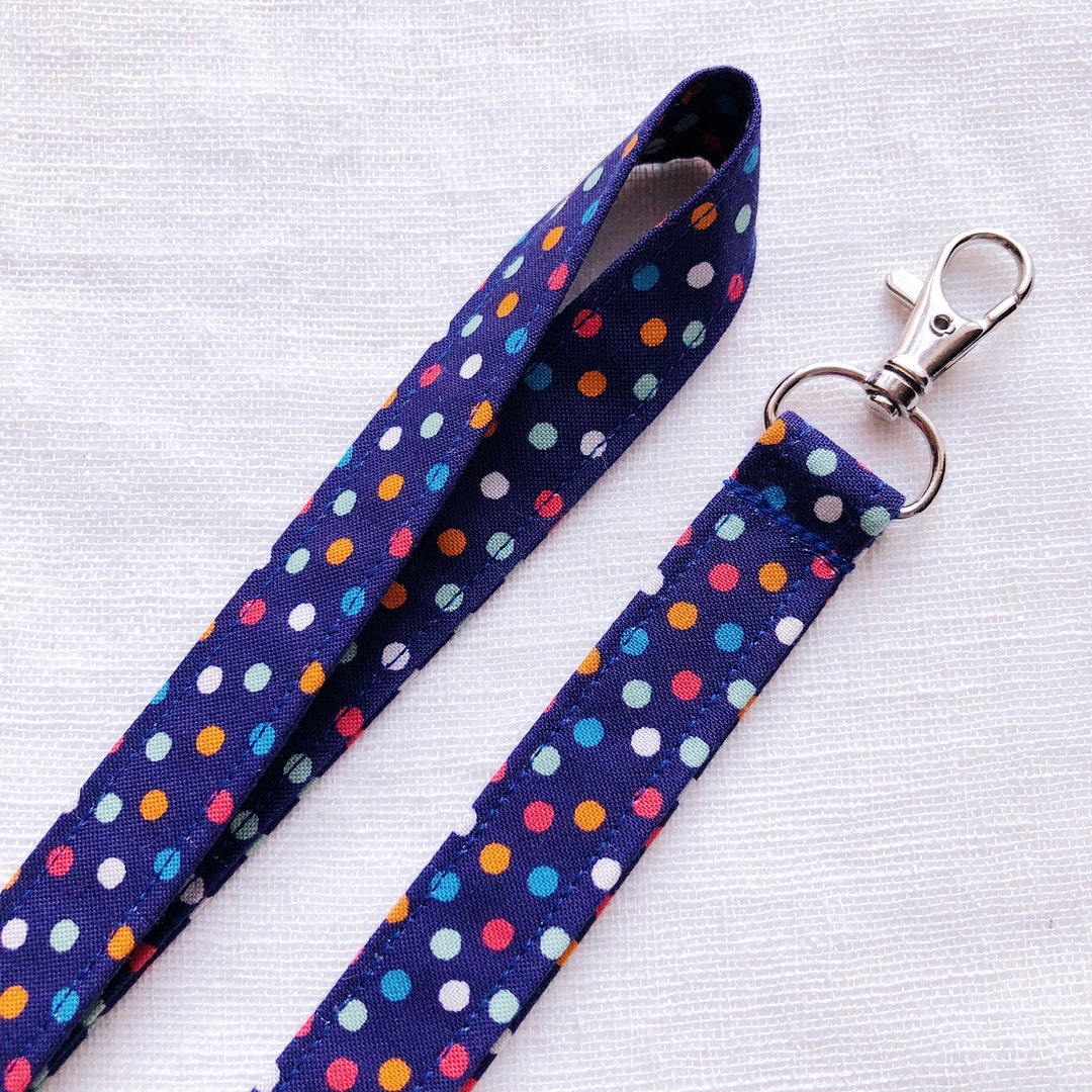 Colorful Polka Dot Lanyard, Teacher Lanyard, Cloth Lanyard, Long Neck ...