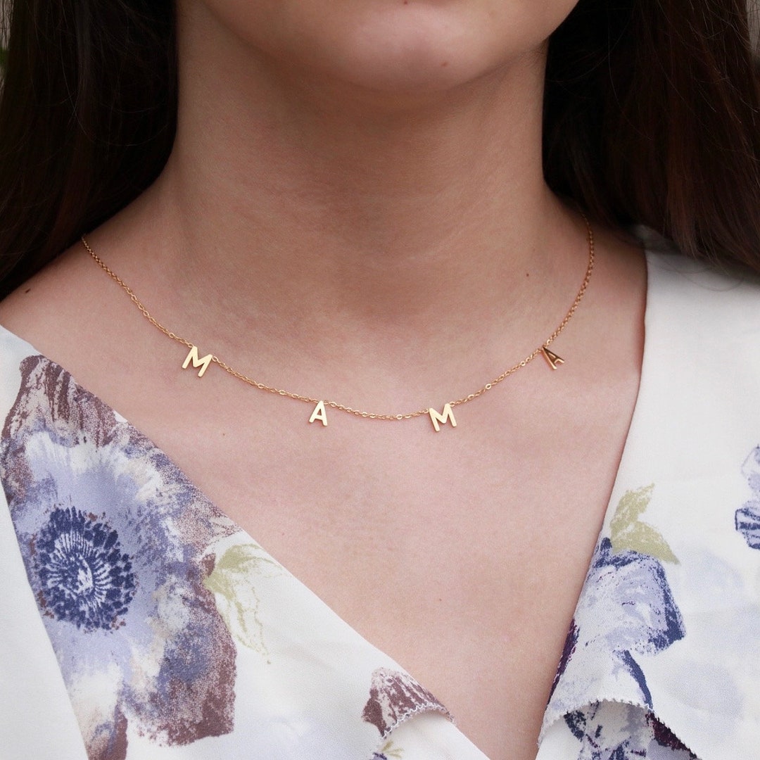 18k Gold Plated MAMA Letter Necklace: Stainless Steel Mom Gift - Etsy