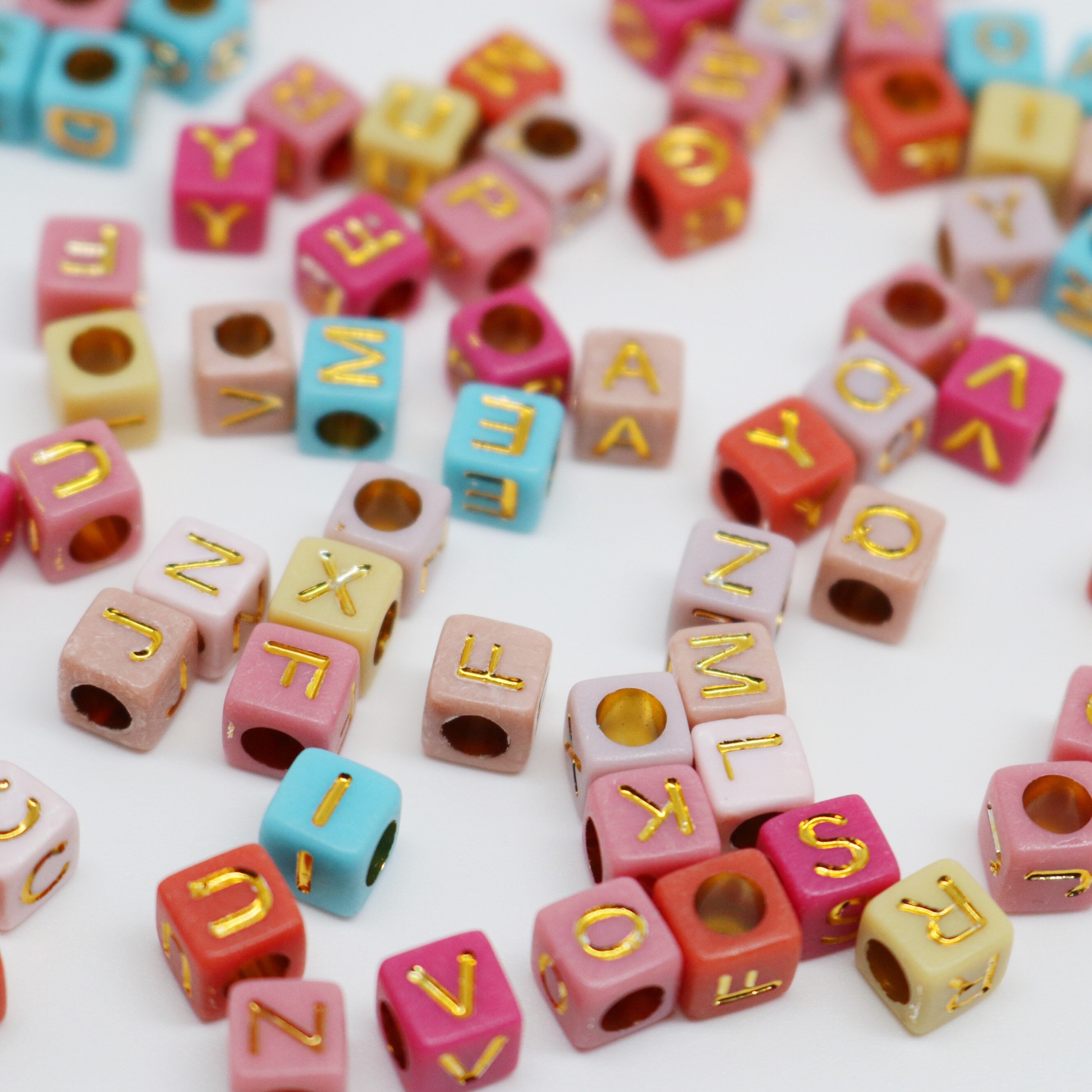 100 Multicolor Cube Alphabet Letter Beads Multicolored - Etsy