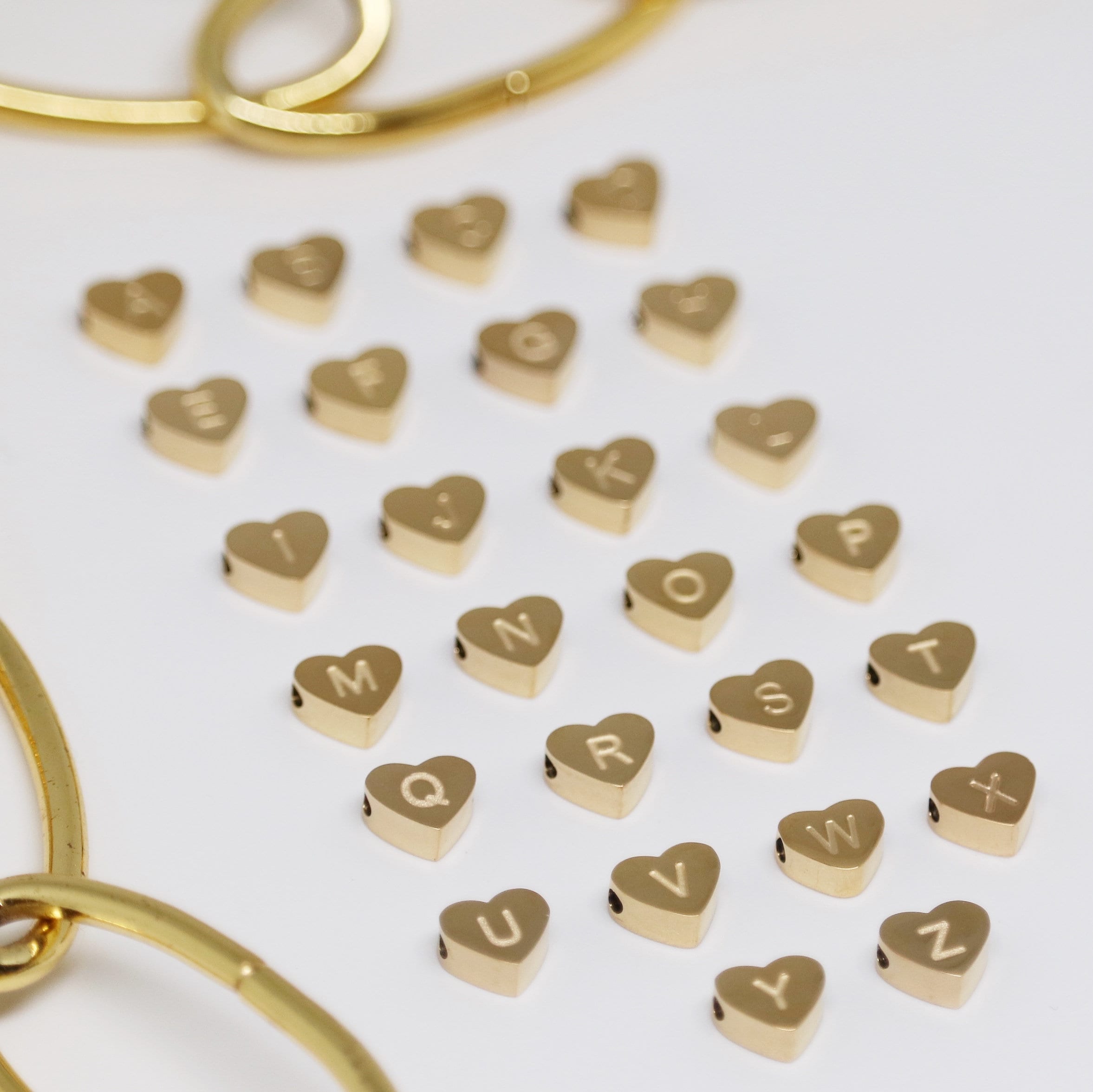 Gold Heart Initial Bead 14K Gold Letter Charm Stainless - Etsy