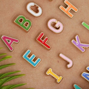 Double Sided Alphabet Letter Charms, Gold Lined Initial Beads, Enamel ...