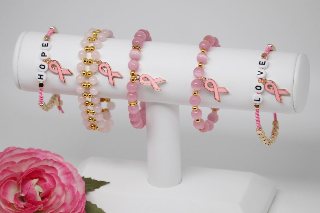 Pink Breast Cancer Awareness Charm Bracelets, Hope Bracelet, Love ...