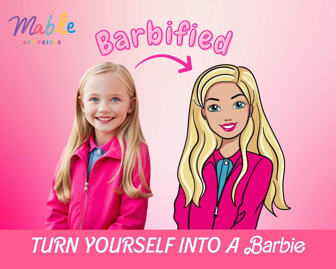 Barbiefy, Custom Barbi Portrait, Cartoon Portrait, Custom Illustration ...