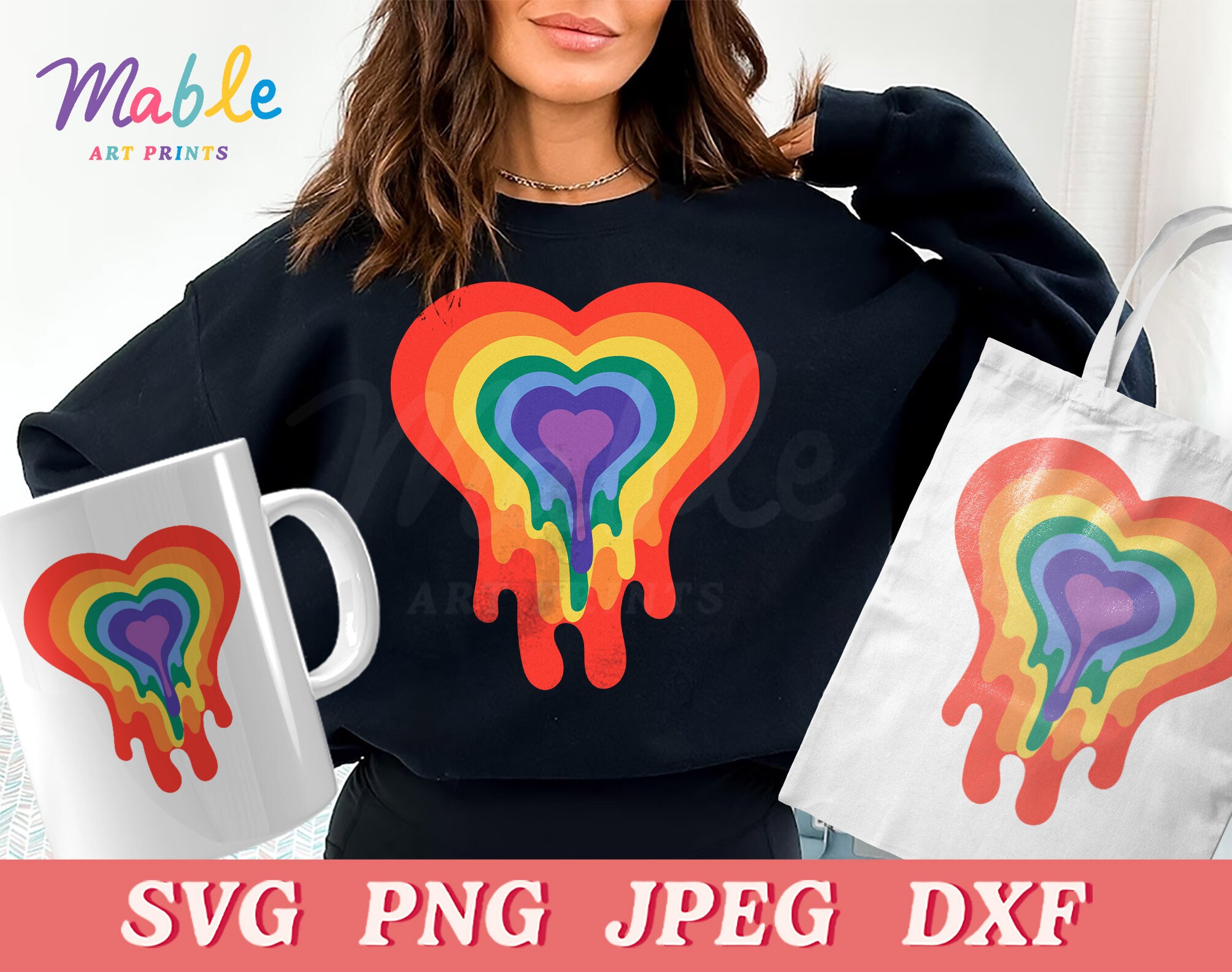 Rainbow Heart SVG Files, Pride Heart Cut Files, LGBTQ Love SVG Vector ...