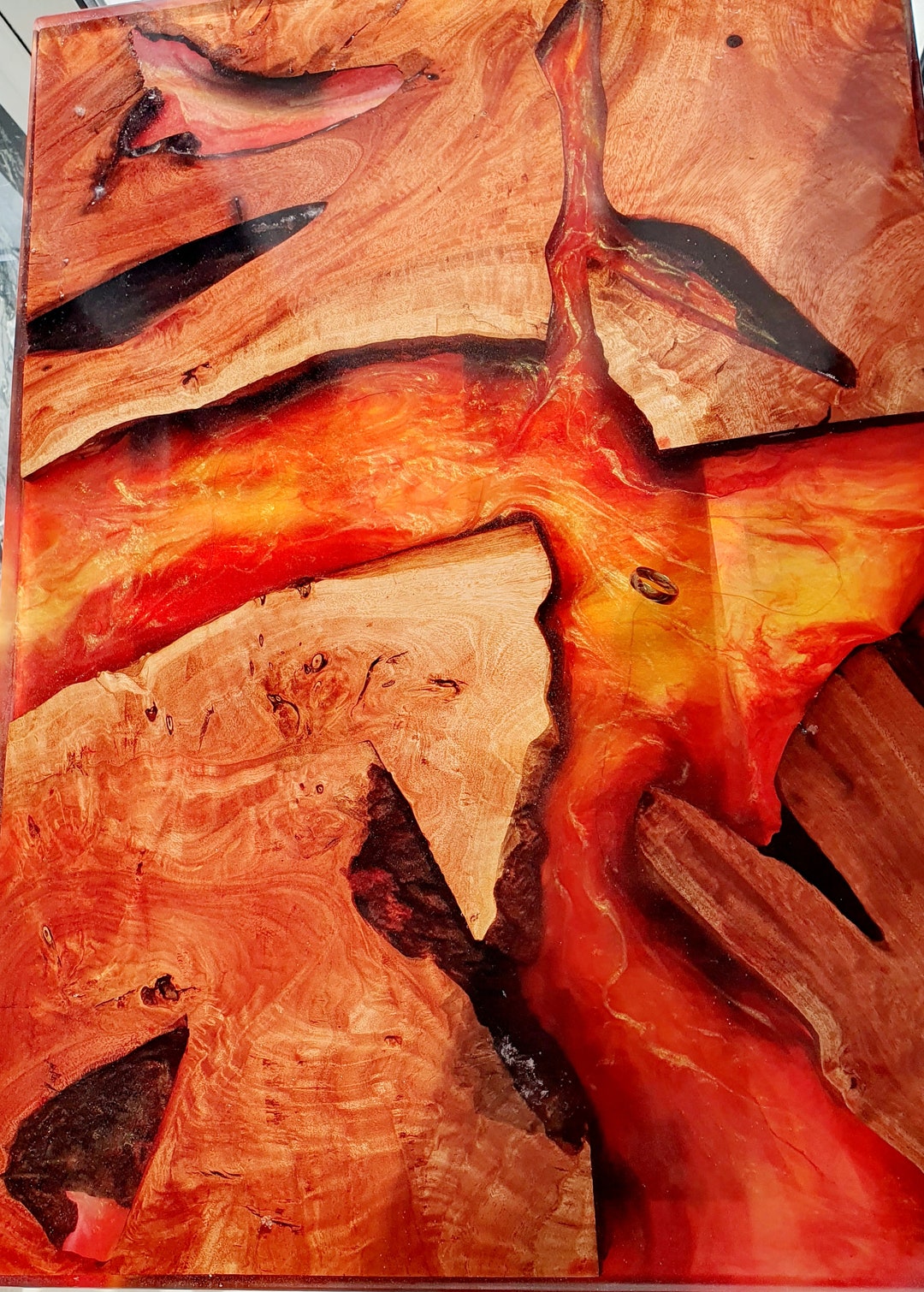 Gamer Table, Kitchen/coffee Epoxy Table With LED Light, Live Edge ...