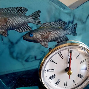 Table Heart-shape Clock, Sea Design, Customized Small Clock From Epoxy ...