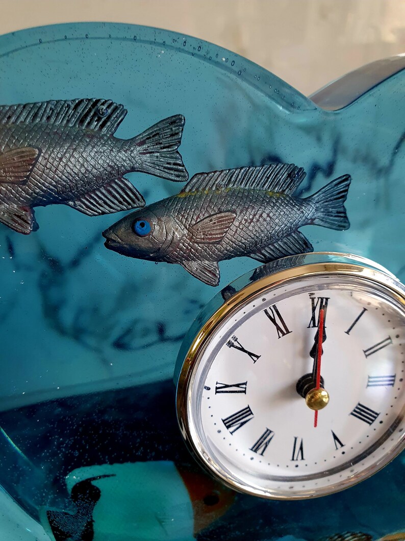 Table Heart-shape Clock, Sea Design, Customized Small Clock From Epoxy ...