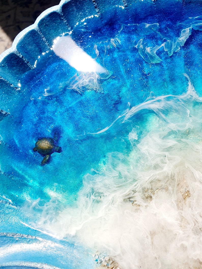 Handmade Epoxy Resin Sea Waves Tray/beach& Ocean Theme Decorative Tray ...