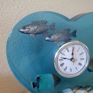 Table Heart-shape Clock, Sea Design, Customized Small Clock From Epoxy ...