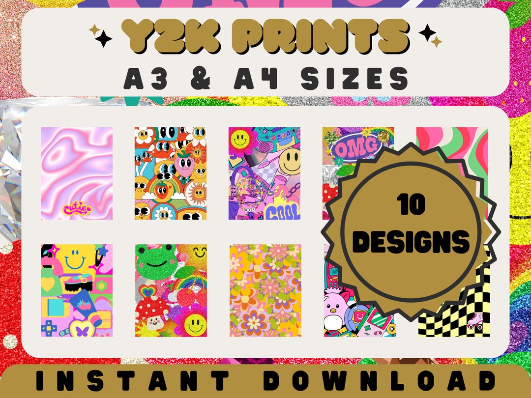 Vibrant 90s & Y2K Prints Digital Prints Y2K Art 90s Themed Art Retro ...