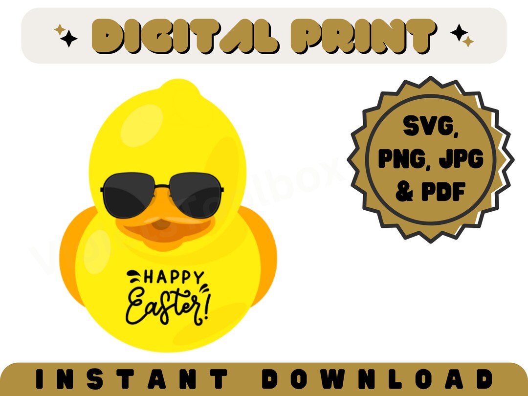 Happy Easter Duck SVG Png Jpg Pdf Easter Card Bunting Egg Hunt Cut File ...