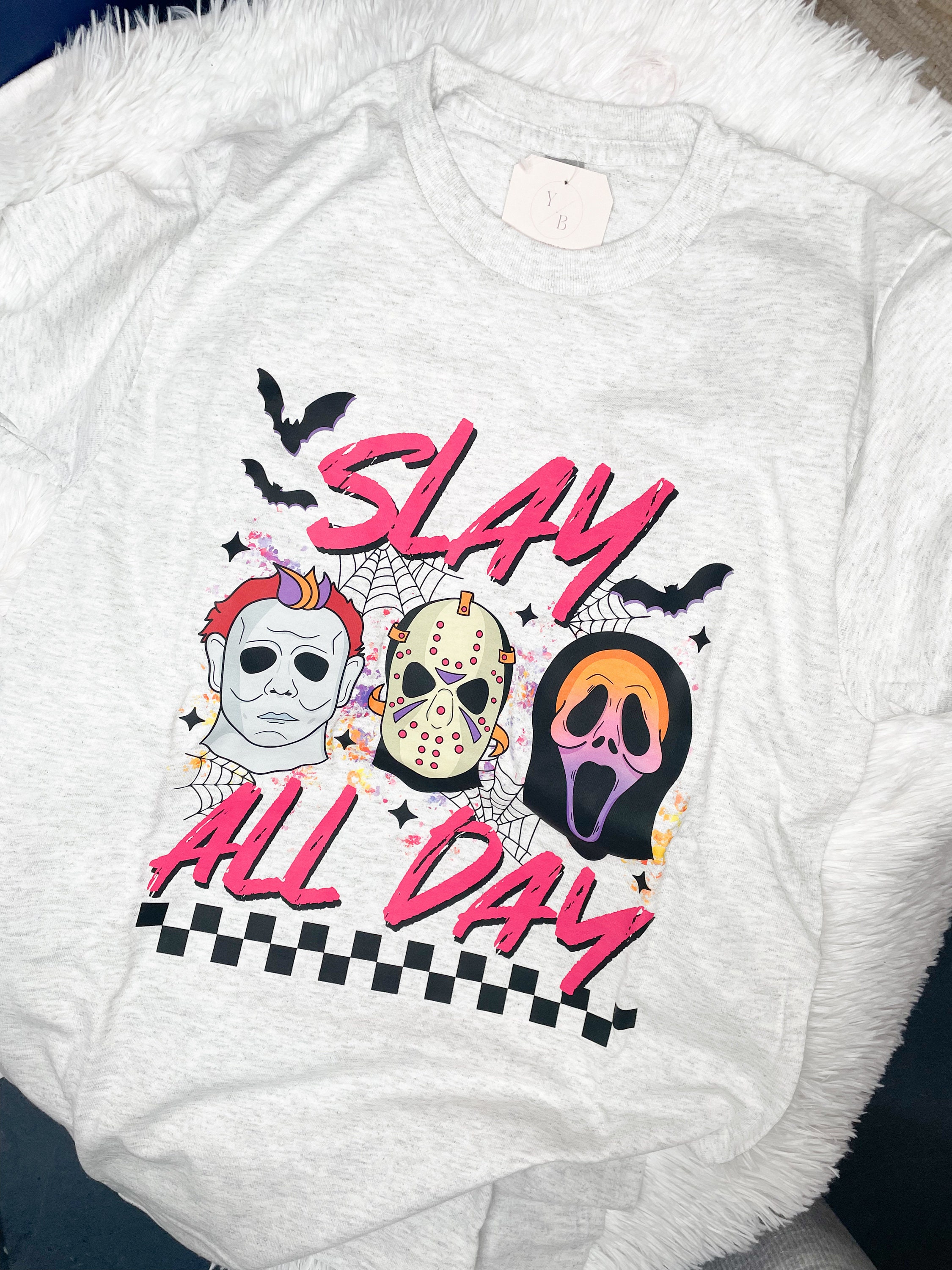 Slay All Day Halloween T-shirt Scary Movie Tee Spooky Gift Halloween ...