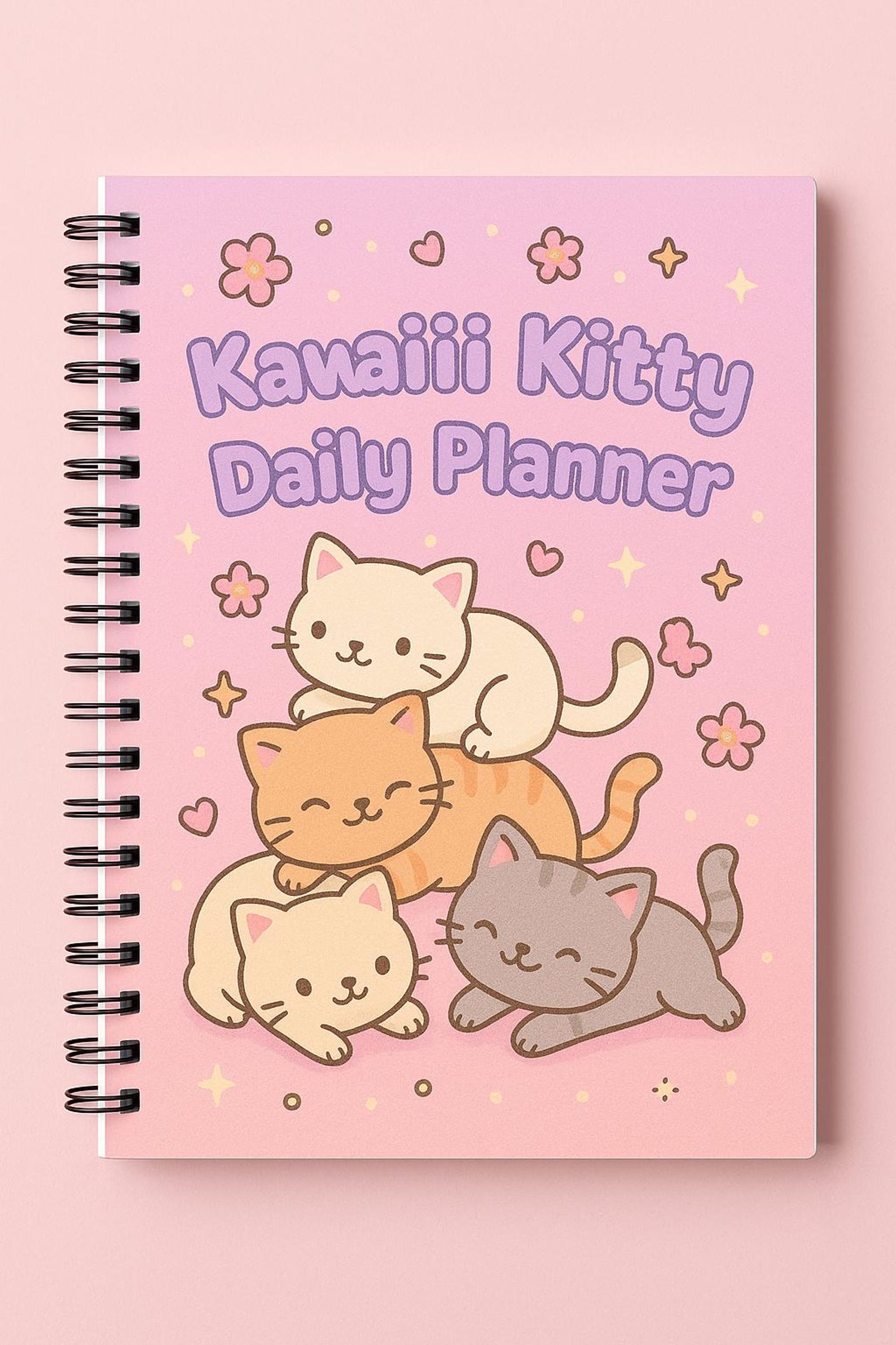 Kawaii Kitty Daily Planner | Printable Cute Cat Journal | Pastel PDF ...
