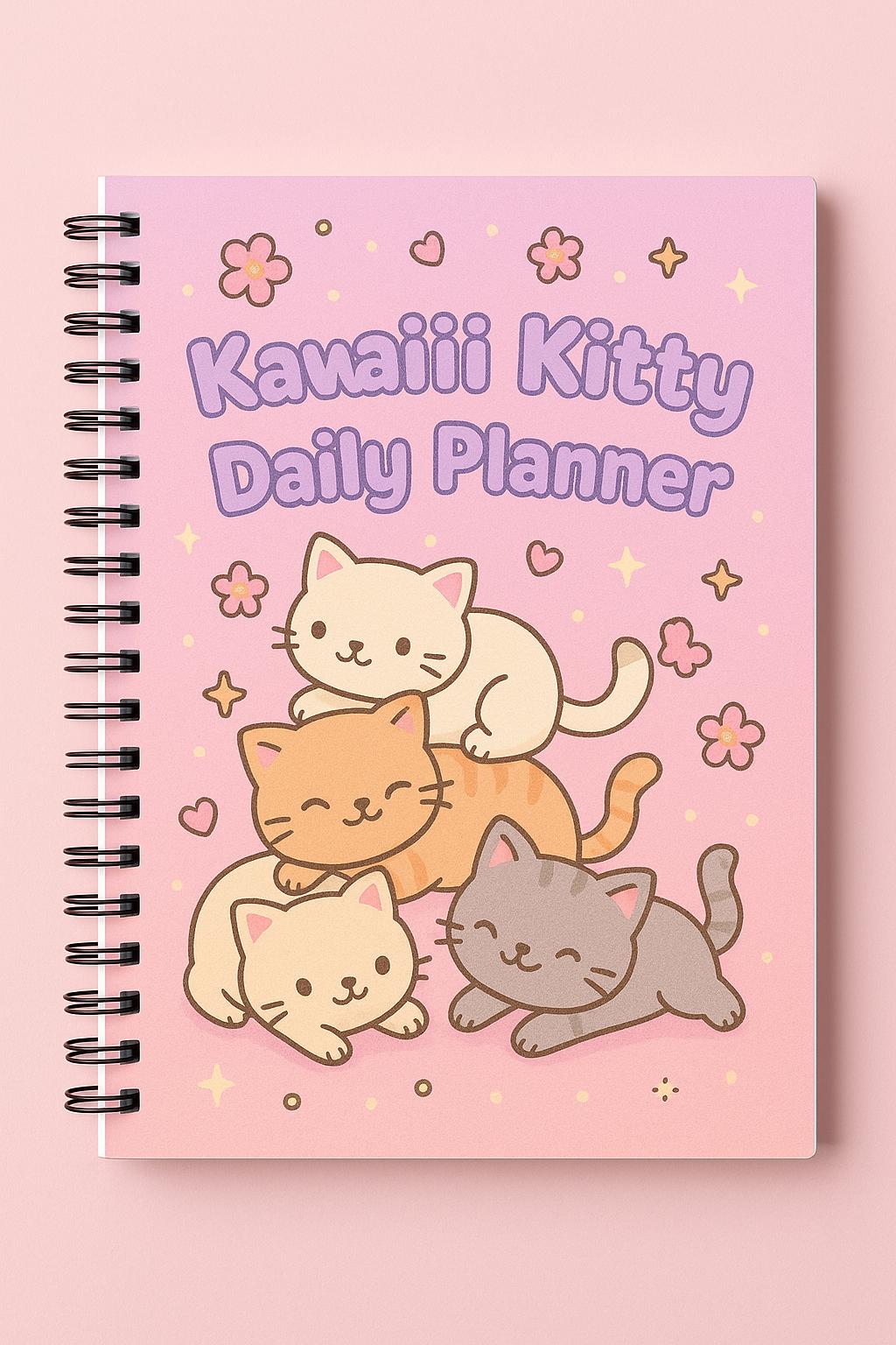 Kawaii Kitty Daily Planner | Printable Cute Cat Journal | Pastel PDF ...