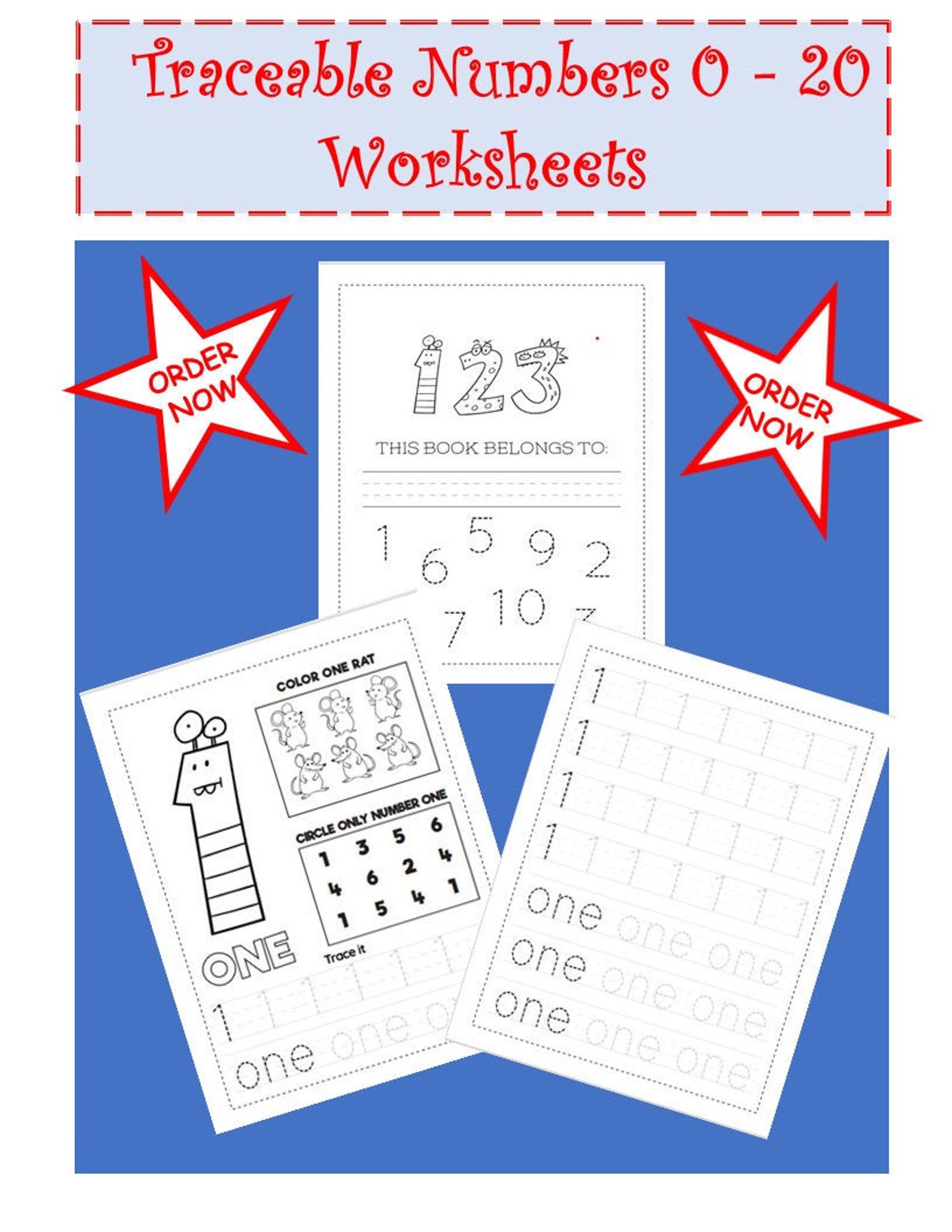 Printable Pre - K Math Worksheets - Etsy