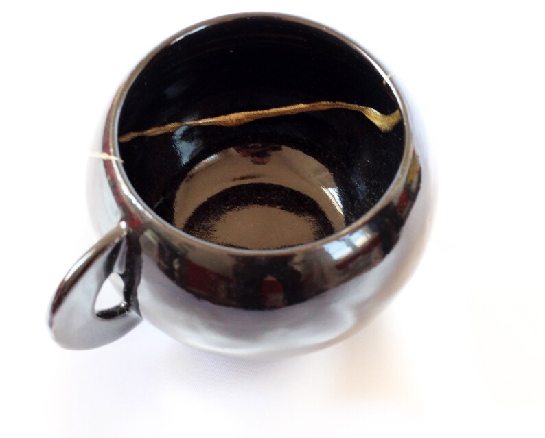 Kintsugi Mug Wabi Sabi Japanese Ceramic Black, - Etsy
