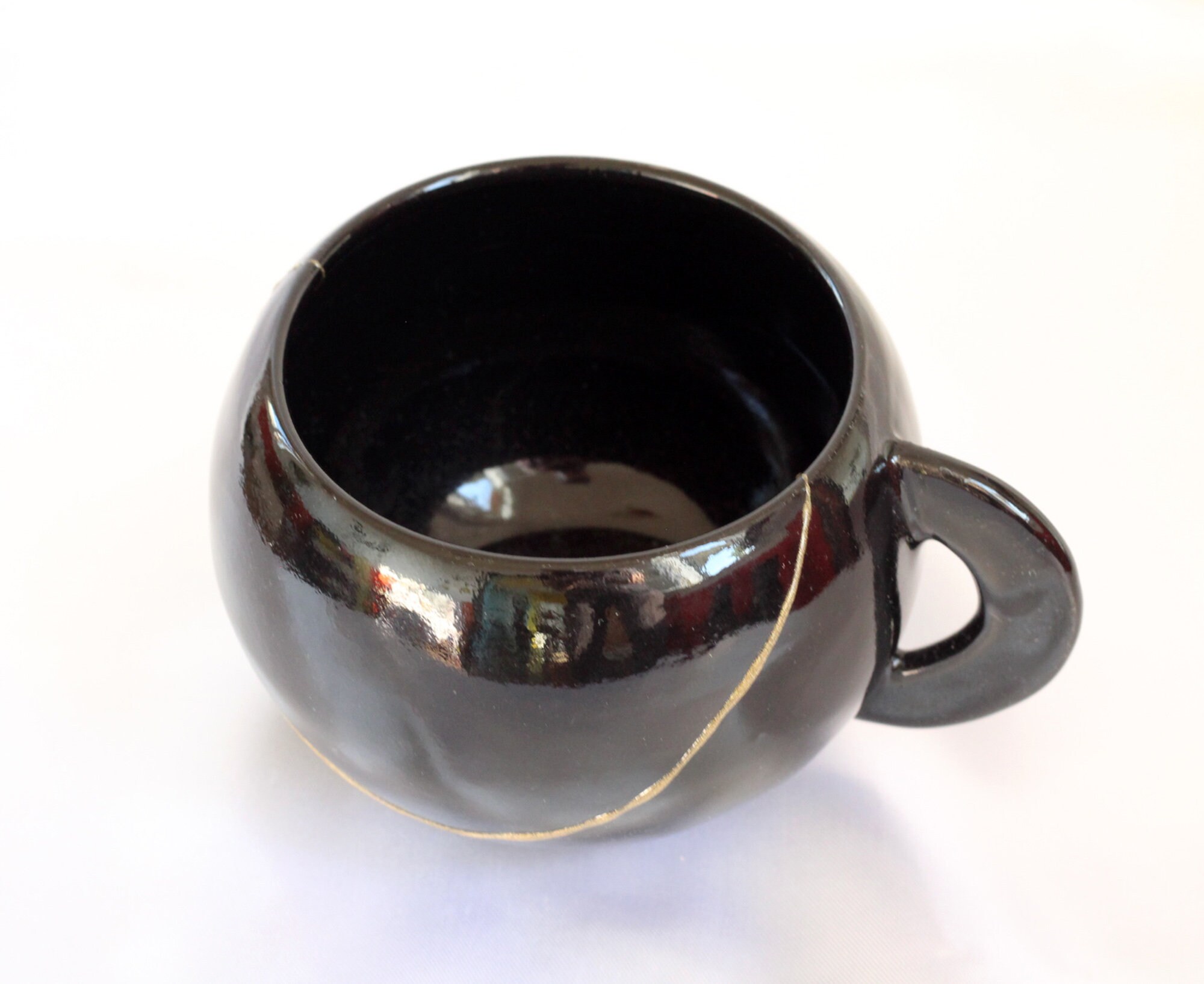 Kintsugi Mug Wabi Sabi Japanese Ceramic Black Christmas - Etsy