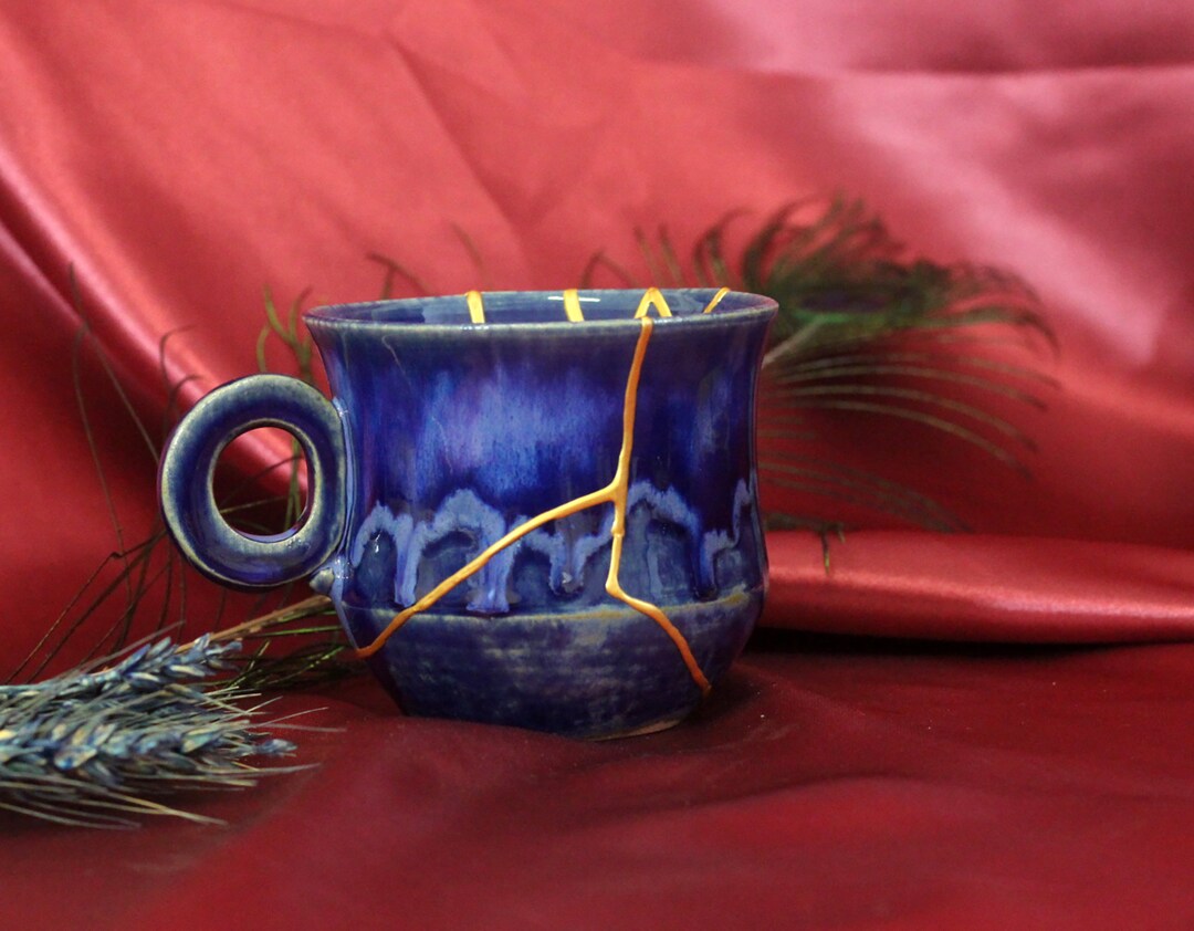 22k Real Gold Kintsugi Mug Ceramic Bowl Anniversary - Etsy