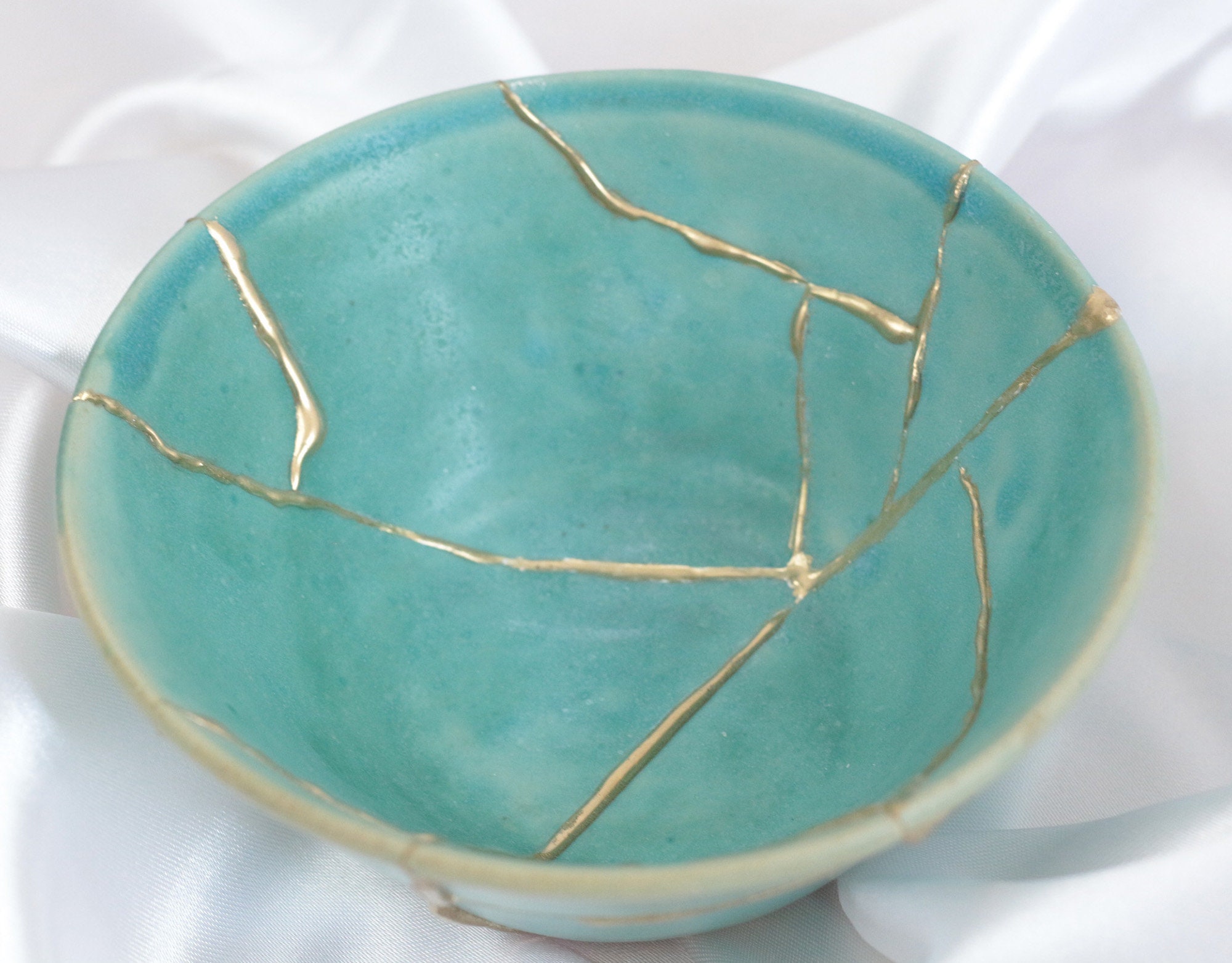 Kintsugi Bowl Handmade Ceramic Turquoise - Etsy