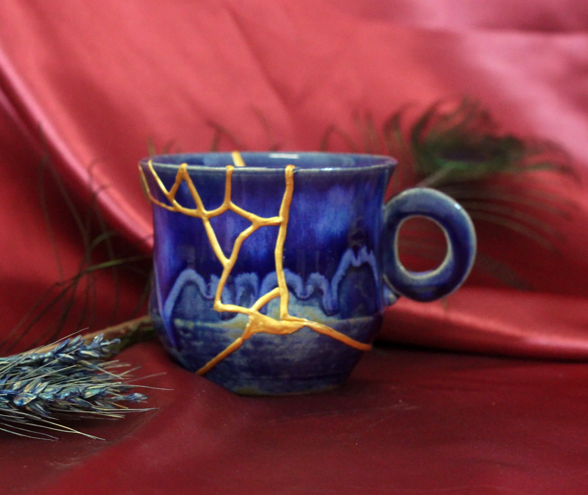 18k Gold Kintsugi Mug Anniversary Gift for Her Japanese Wabi - Etsy