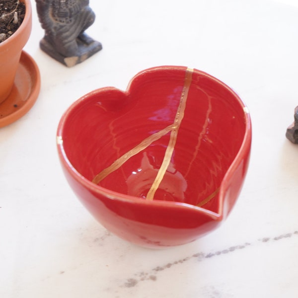Gold Kintsugi Heart Bowl - Etsy