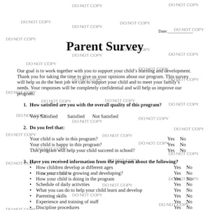 Childcare Parent Survey PDF Digital Download - Etsy
