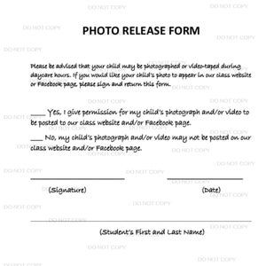 Childcare Photo Release Form PDF Digital Download - Etsy