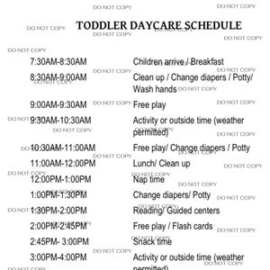 Childcare Toddler Schedule PDF Digital Download - Etsy