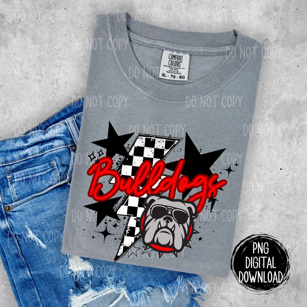 Bulldogs Red | Preppy Grunge Mascot | PNG Digital Download | School ...