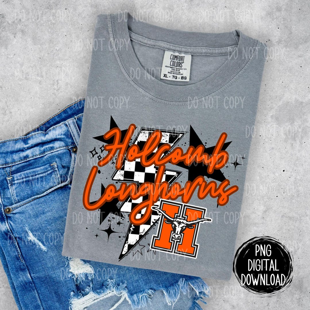 Holcomb Longhorns | Preppy Grunge Mascot | PNG Digital Download ...