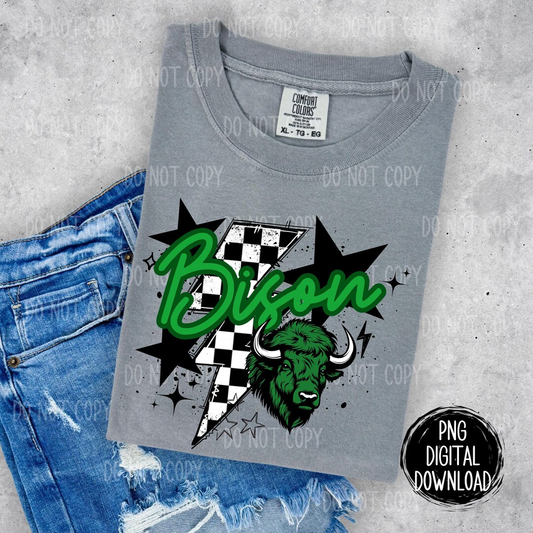 Bison Kelly Green | Preppy Grunge Mascot | PNG Digital Download ...