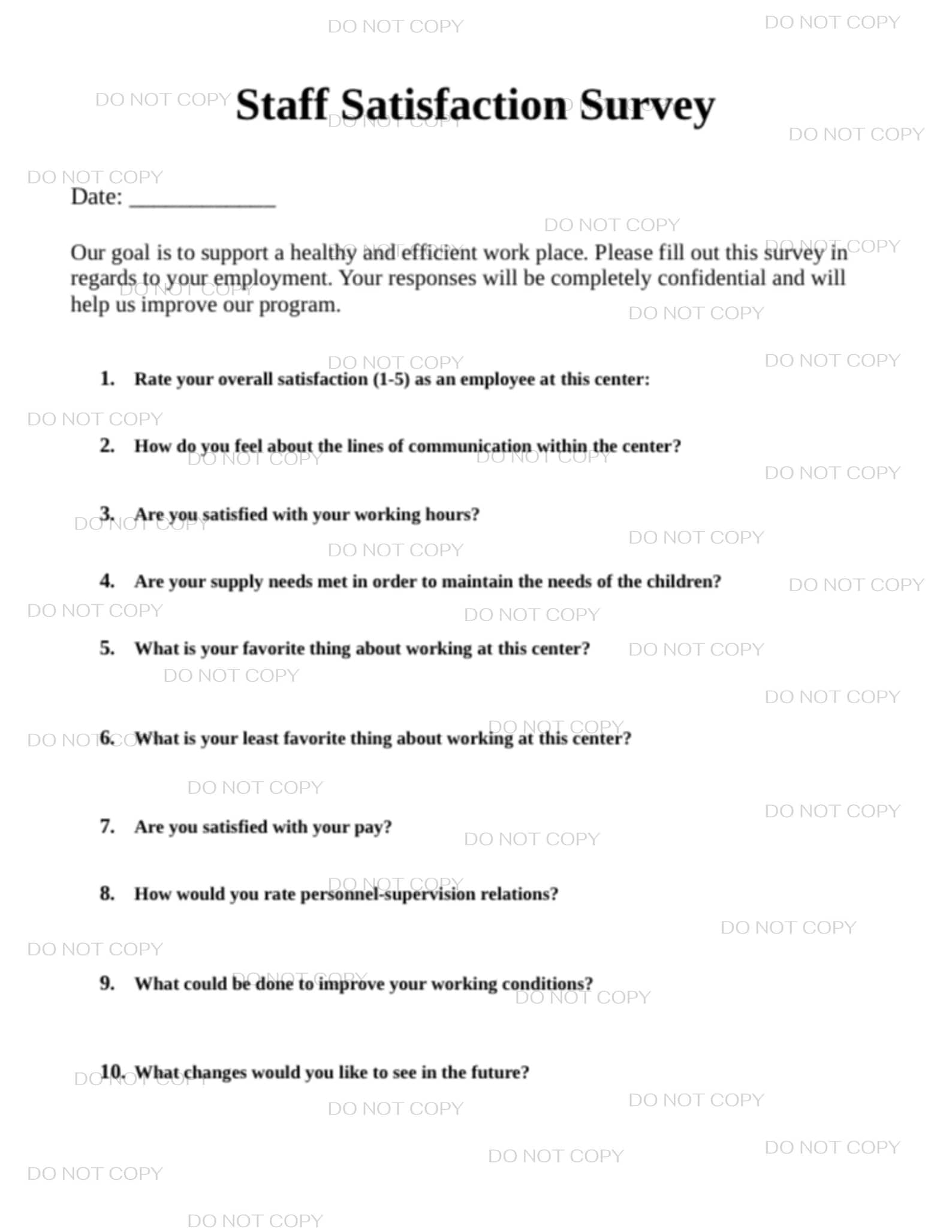 Childcare Staff Survey PDF Downloadable Copy - Etsy