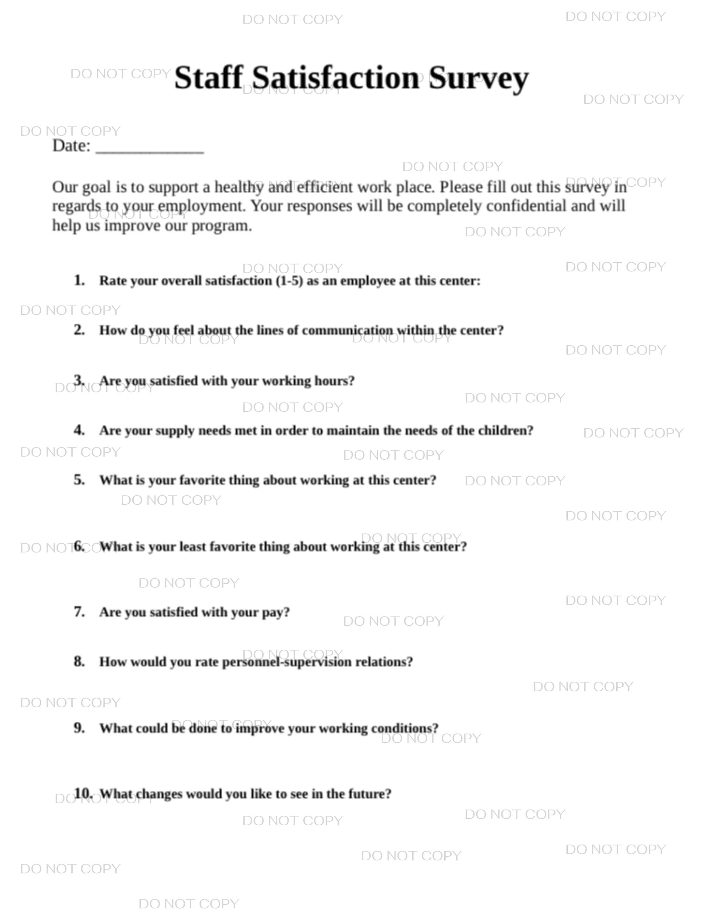 Childcare Staff Survey PDF Downloadable Copy - Etsy