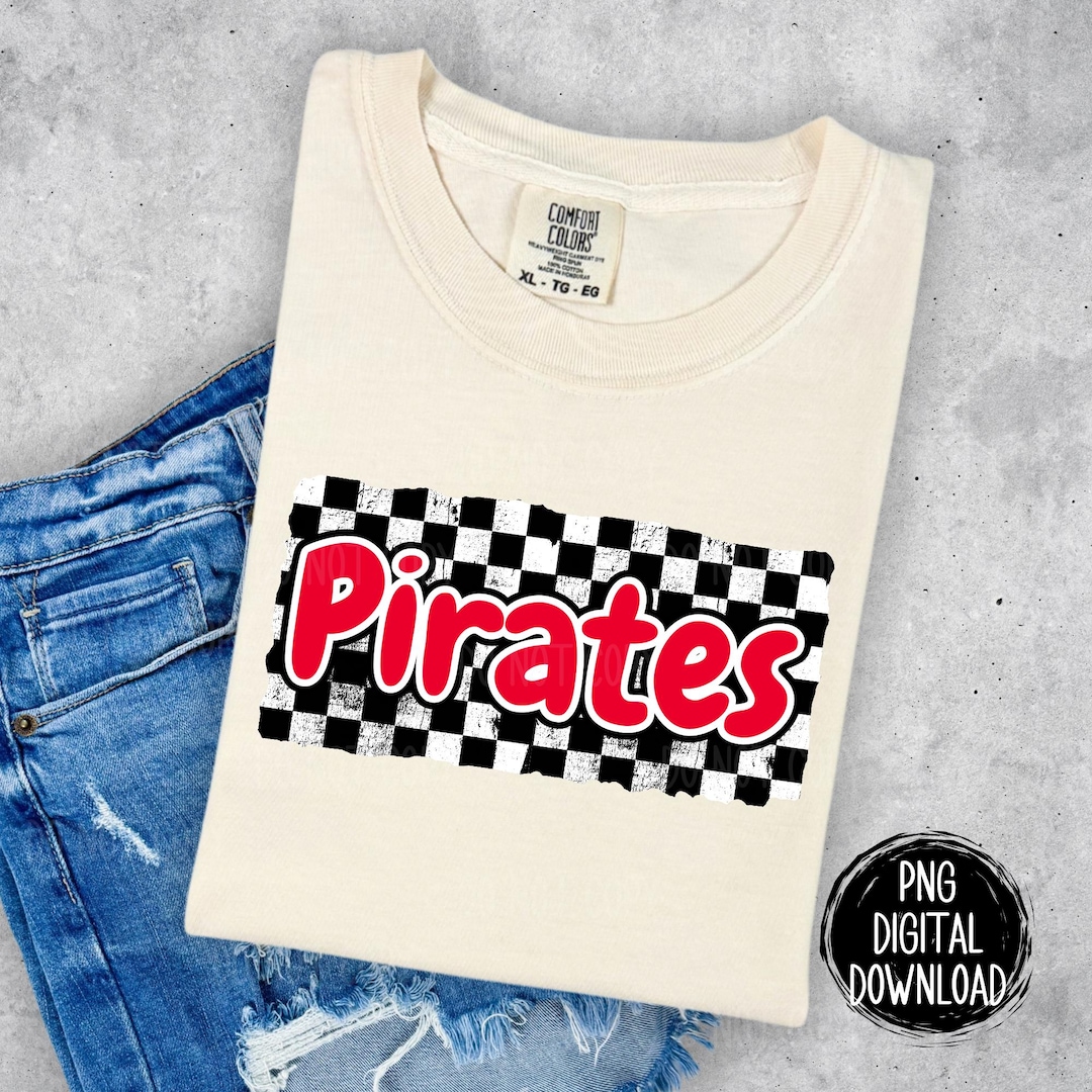 Red Pirates Checkered Grunge Mascot | PNG Digital Download | School ...