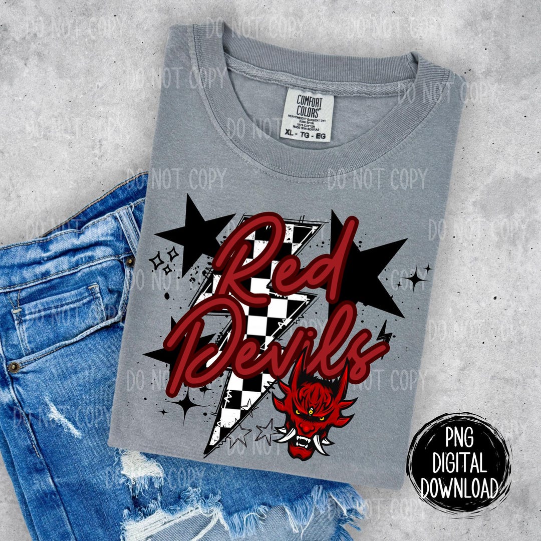Red Devils | Preppy Grunge Mascot | PNG Digital Download | School ...
