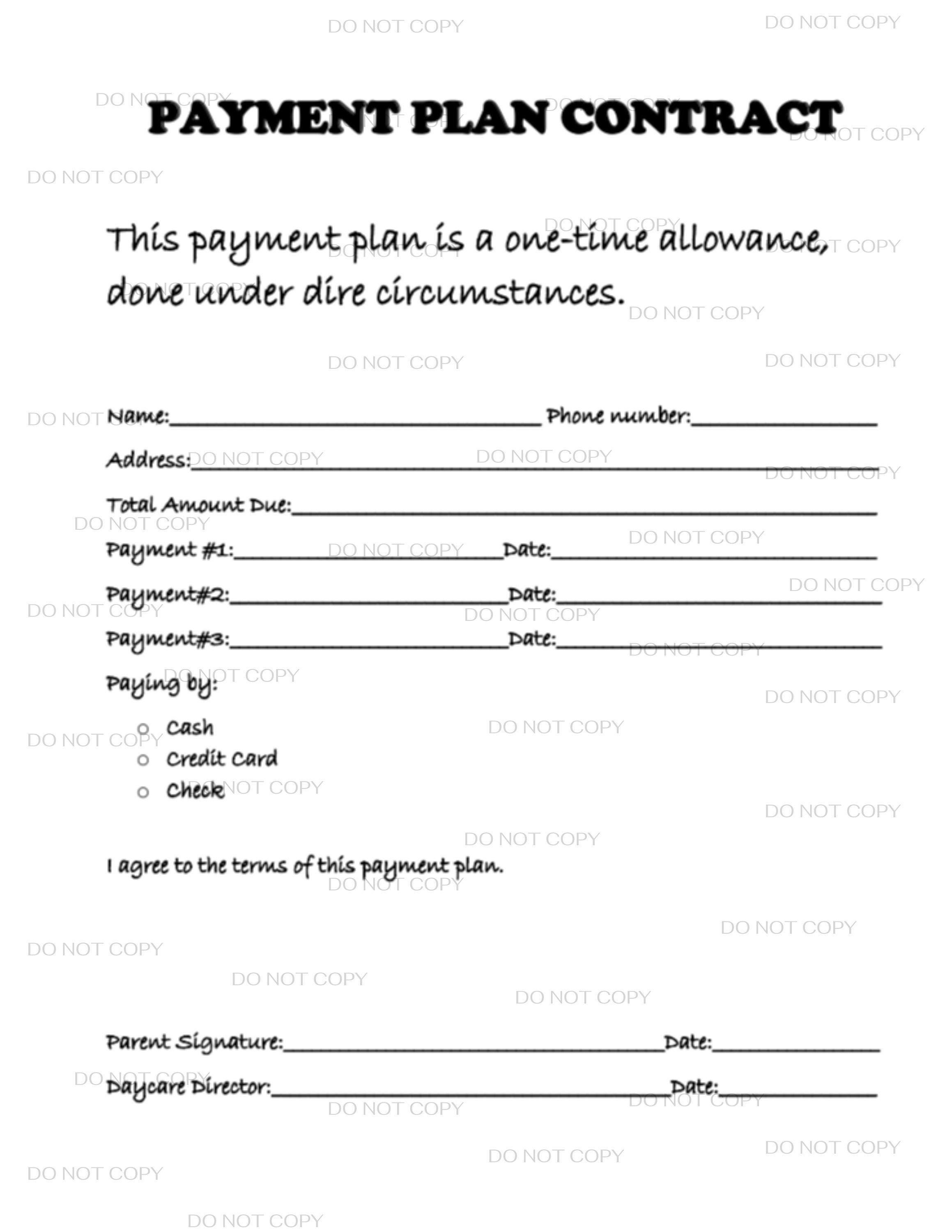 Payment Plan Agreement Template