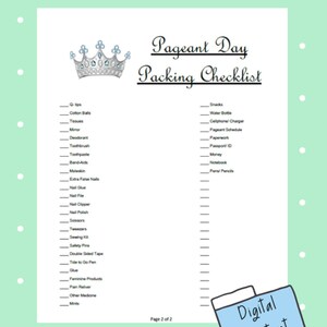 Pageant Day Packing Checklist - Etsy