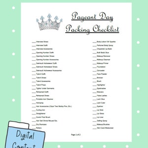 Pageant Day Packing Checklist - Etsy