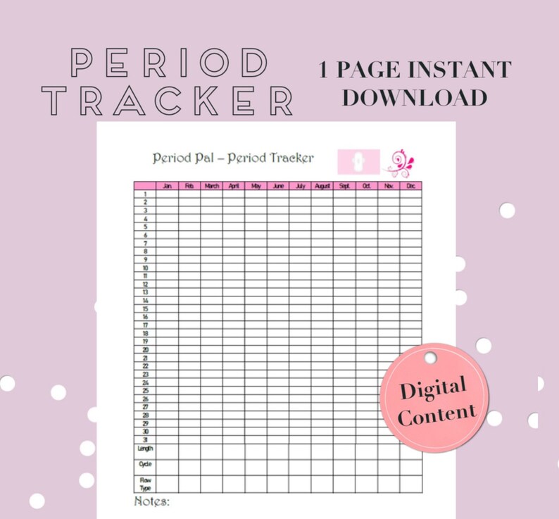 Period Pal Period Tracker Digital Download Printable - Etsy