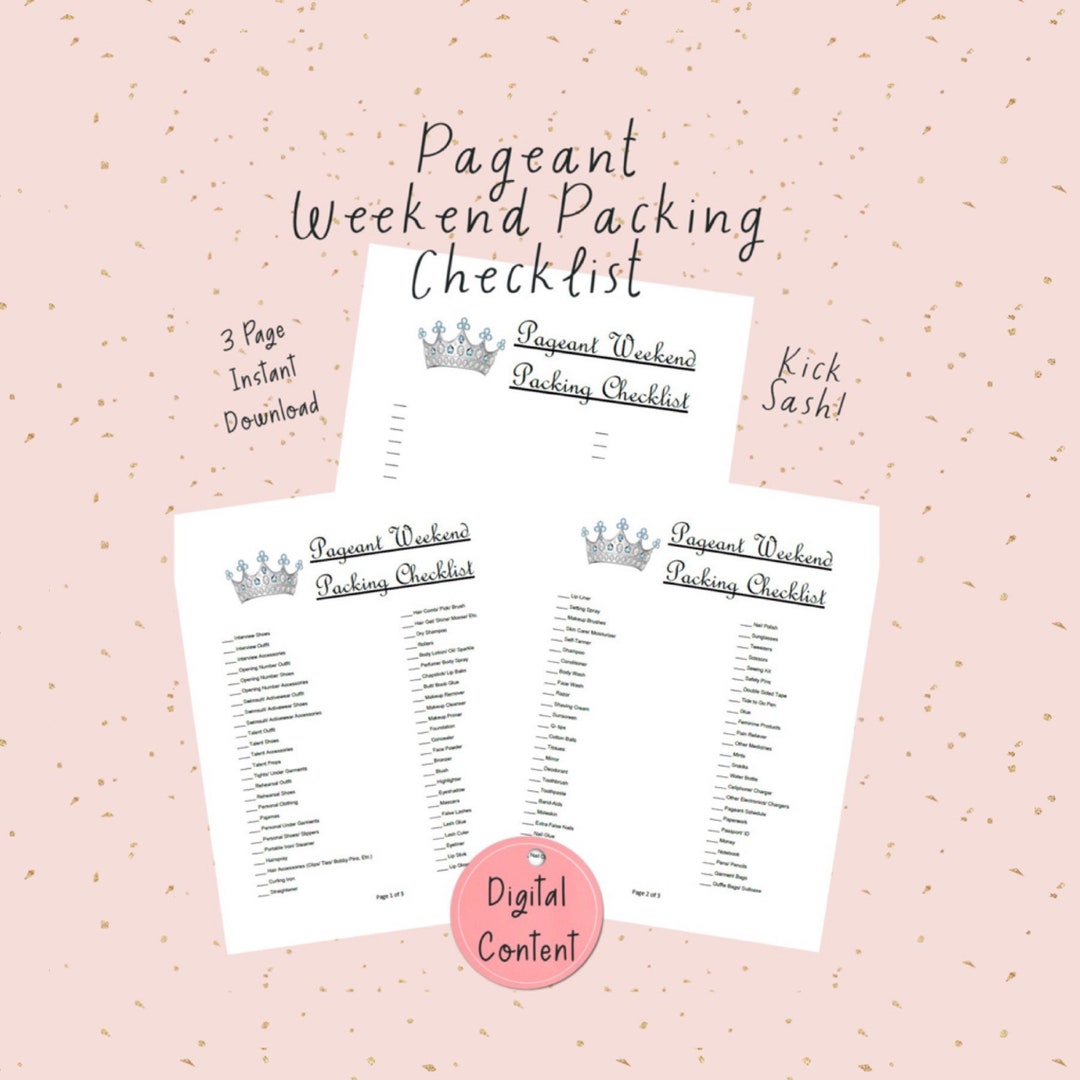 Pageant Weekend Packing Checklist - Etsy