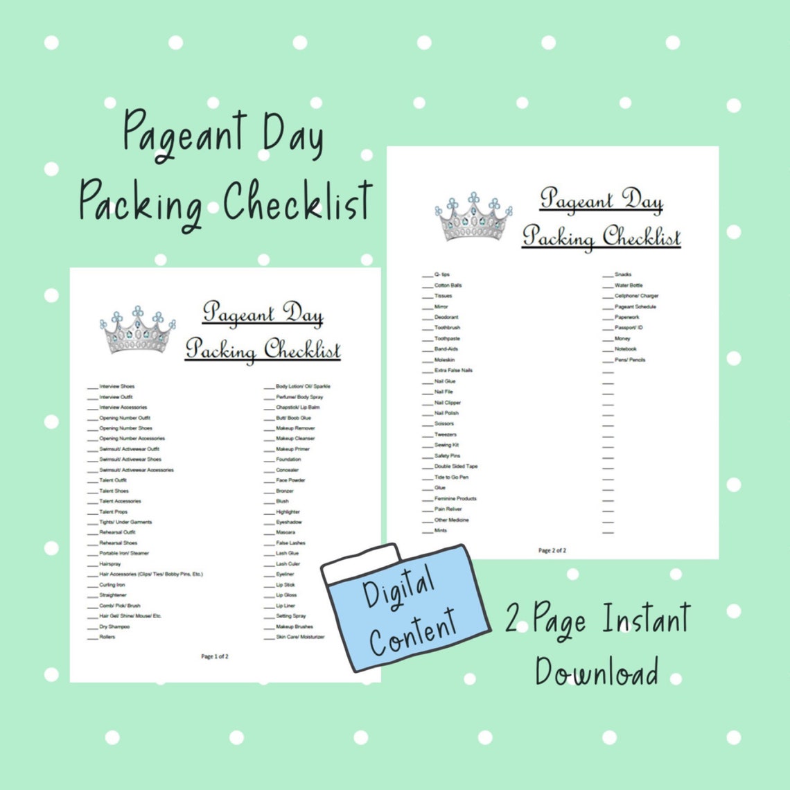 Pageant Day Packing Checklist - Etsy