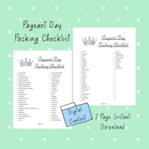 Pageant Day Packing Checklist - Etsy