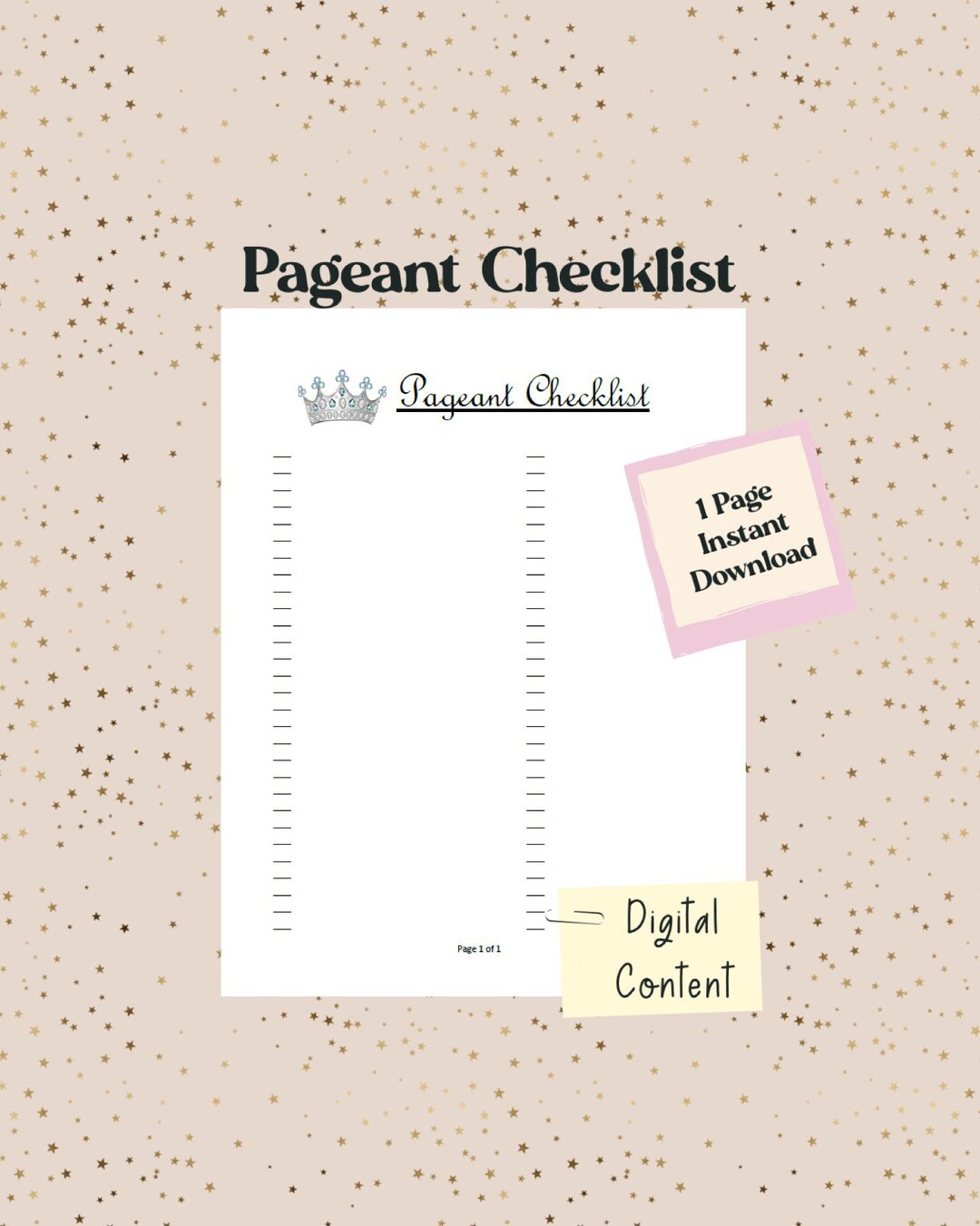 Pageant Checklist Digital Download - Etsy