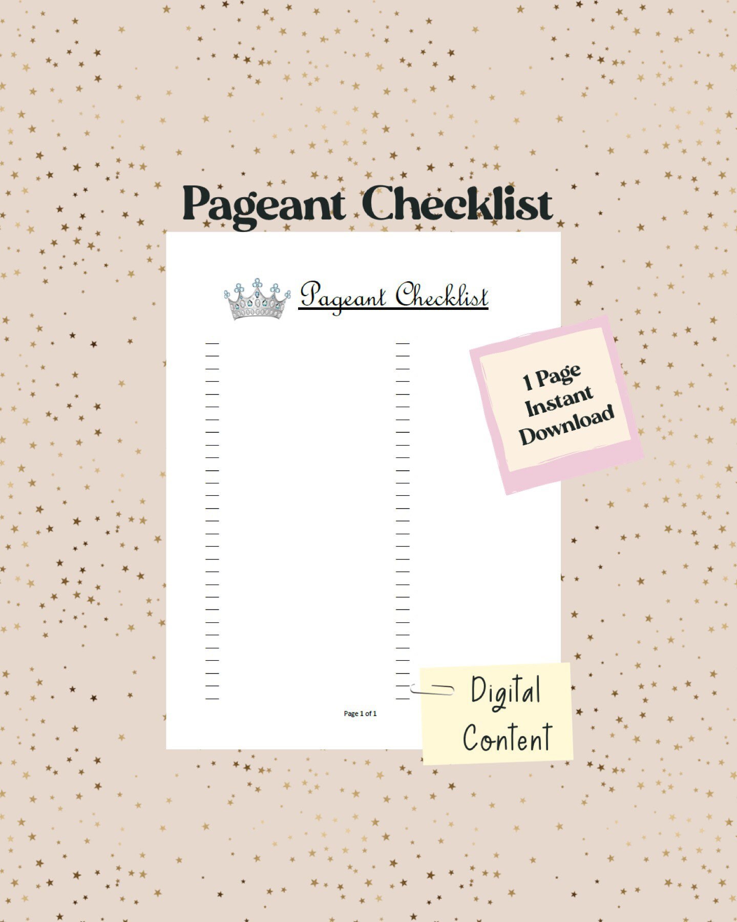Pageant Checklist Digital Download - Etsy