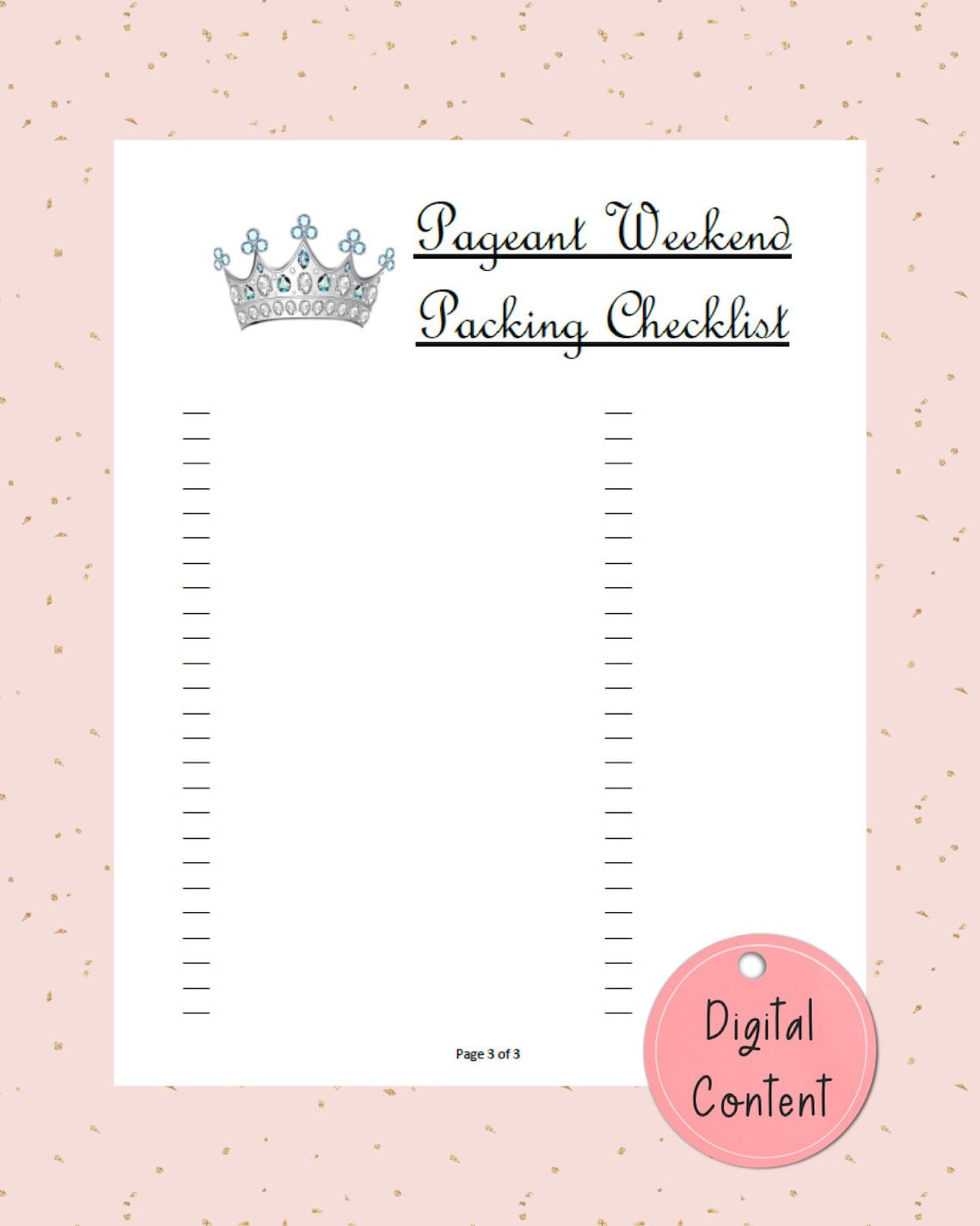 Pageant Weekend Packing Checklist - Etsy