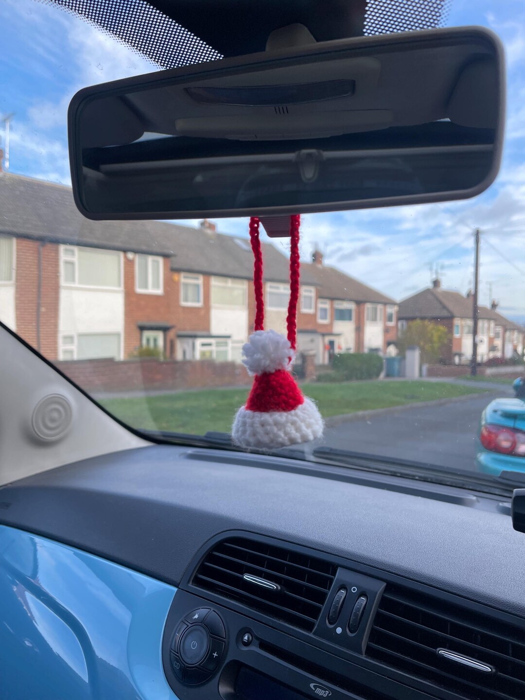 Santa Hat Car Accessory Crochet Santa Hat Rear View Mirror Charm ...