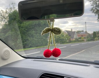 Cherry Crochet Rear View Mirror Accessory - Etsy