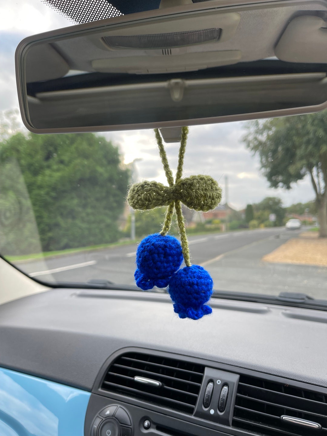 Blueberry Car Accessory | Crochet Blueberry Rear View Mirror Charm ...